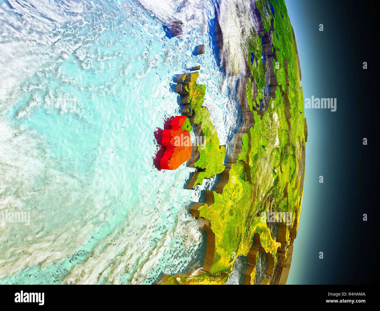 Ireland in red from space Stock Photo - Alamy