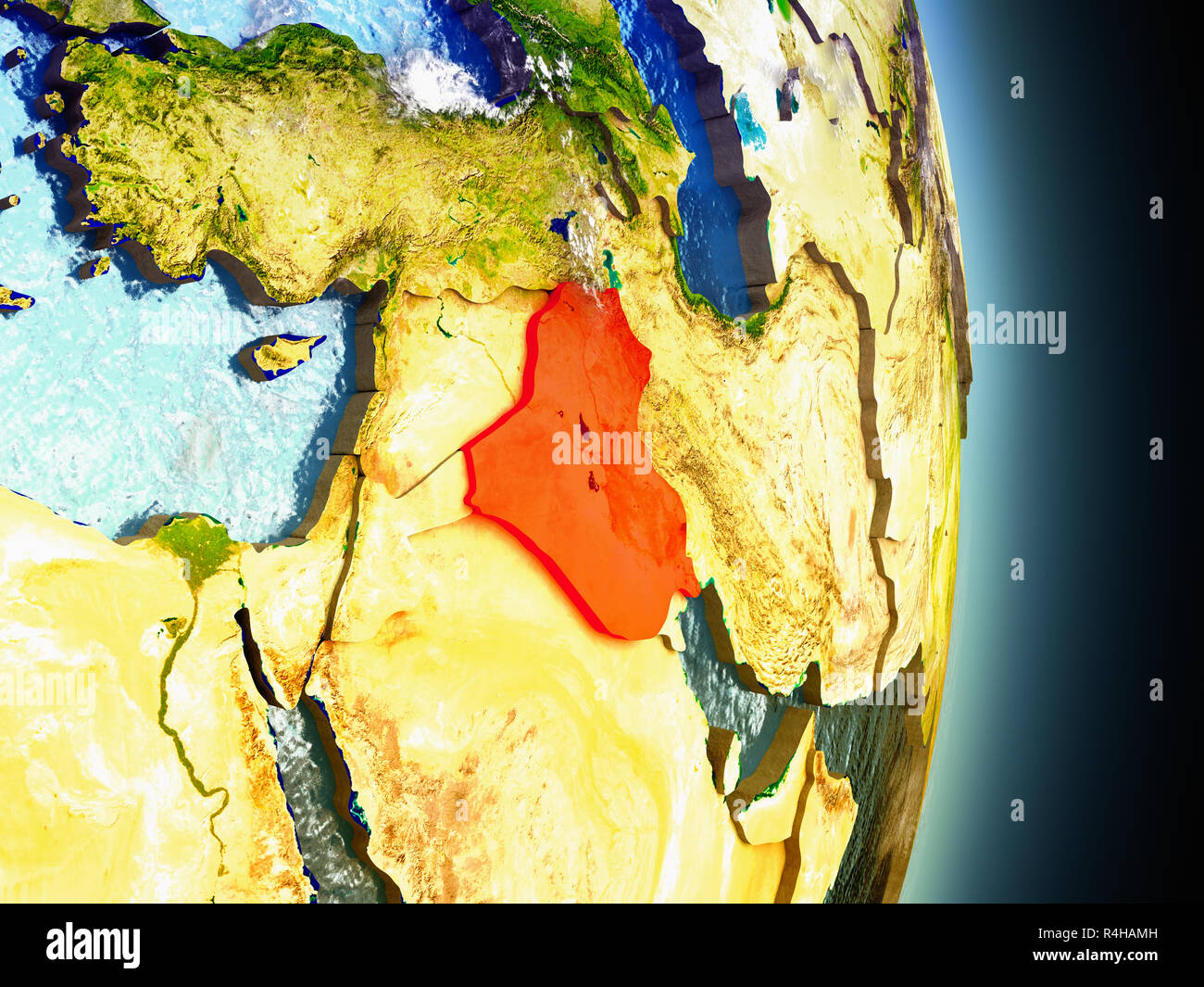 Iraq in red from space Stock Photo - Alamy