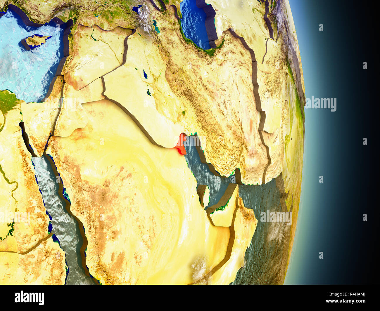 Kuwait in red from space Stock Photo - Alamy