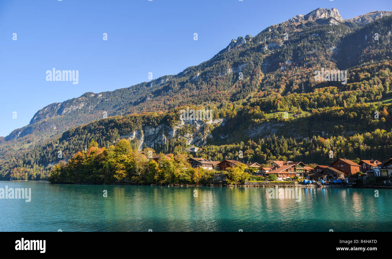 Beautiful scenery of Lake Brienz, Switzerland. The turquoise Lake ...