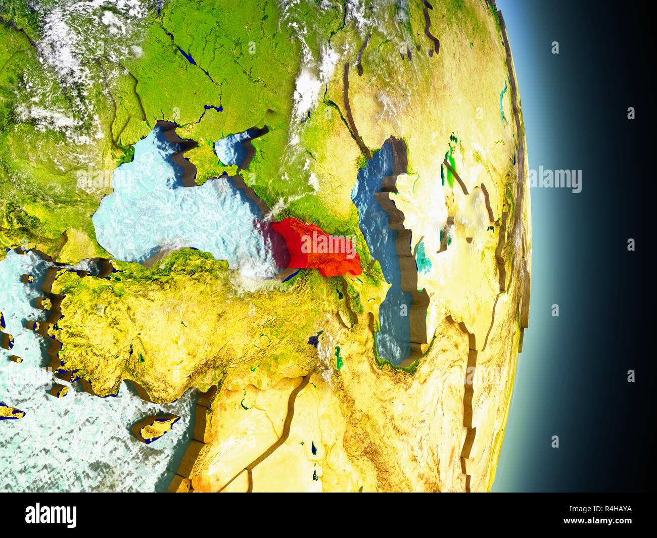 Georgia in red from space Stock Photo - Alamy