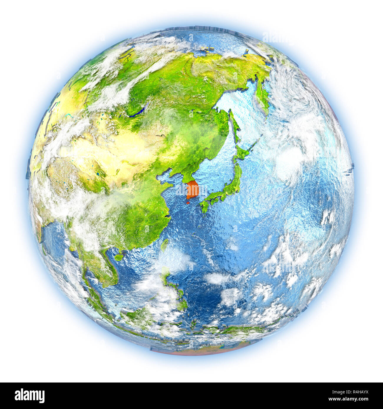South korea on world map Cut Out Stock Images & Pictures - Alamy