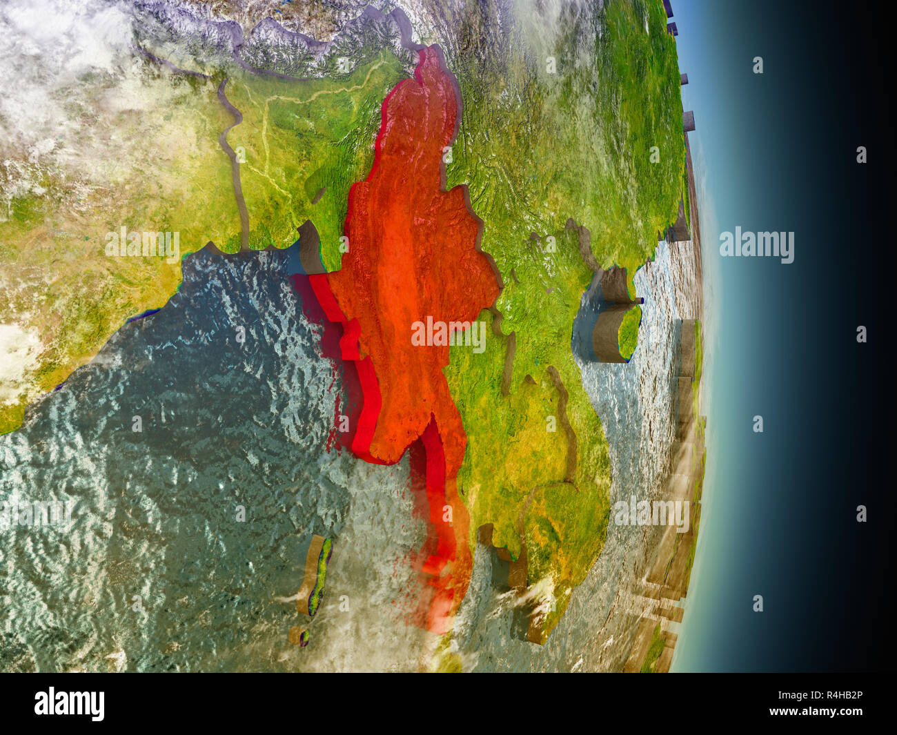 Map myanmar highlighted in red hi-res stock photography and images - Alamy