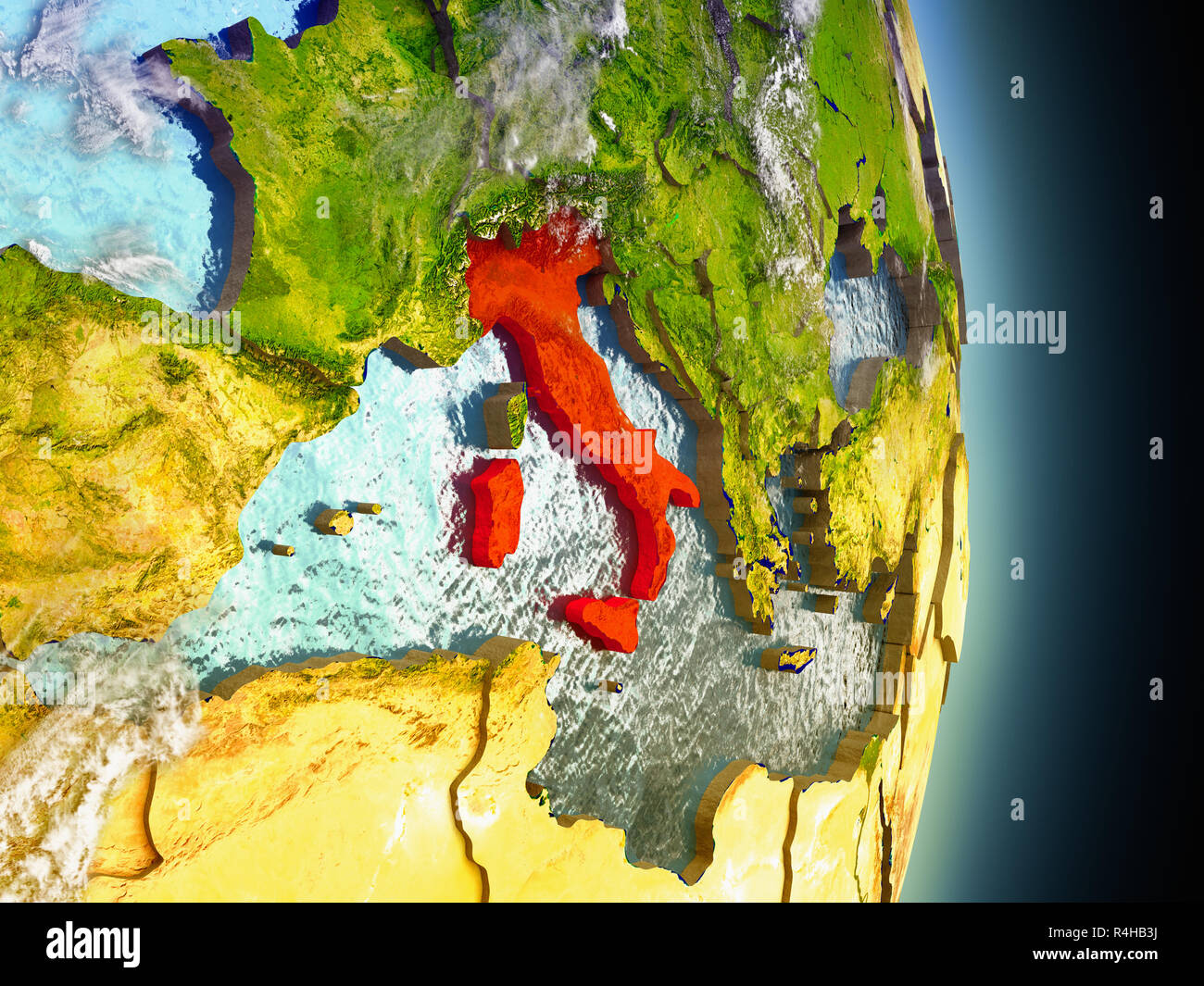 Italy in red from space Stock Photo - Alamy