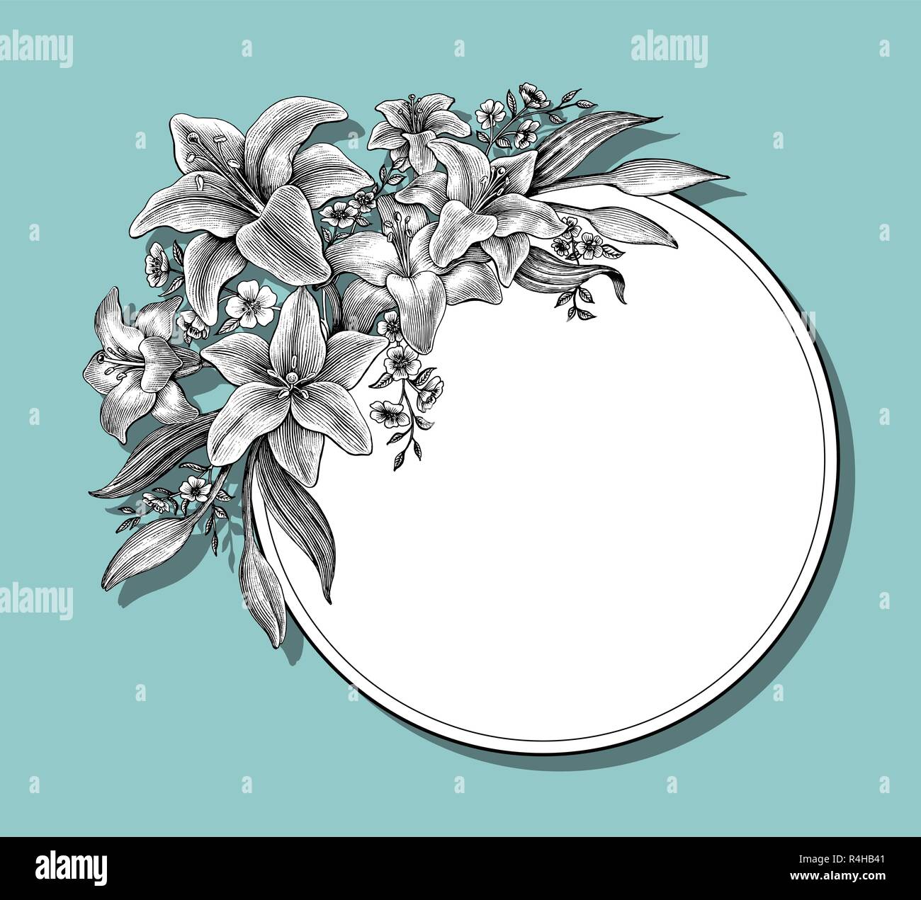 Blue flowers drawing Stock Vector Images - Alamy