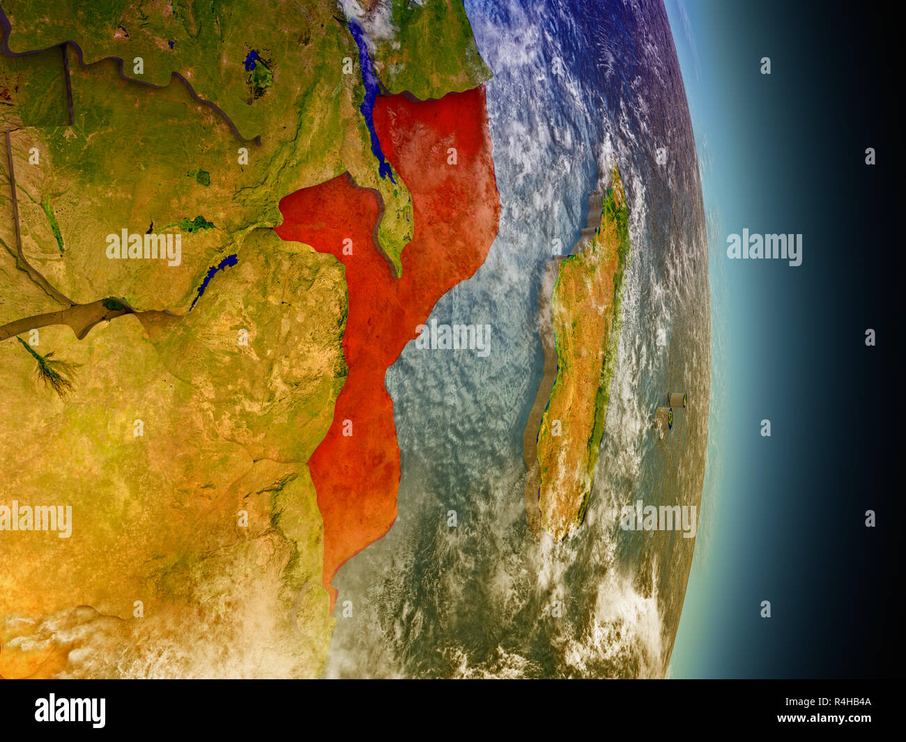 Mozambique map highlighted in hi-res stock photography and images - Alamy
