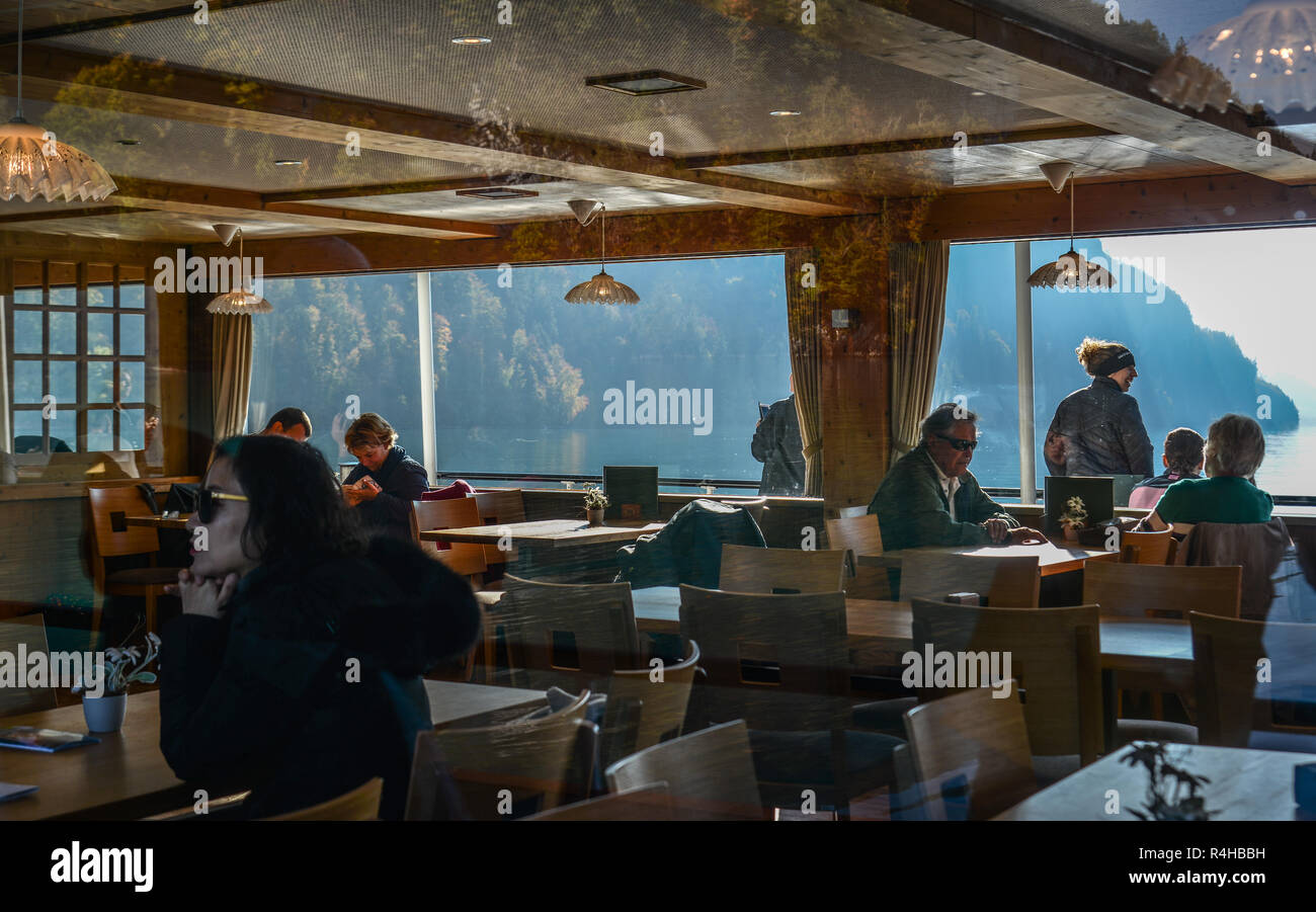 Interlaken, Switzerland - Oct 21, 2018. Passengers in high class cabin ...