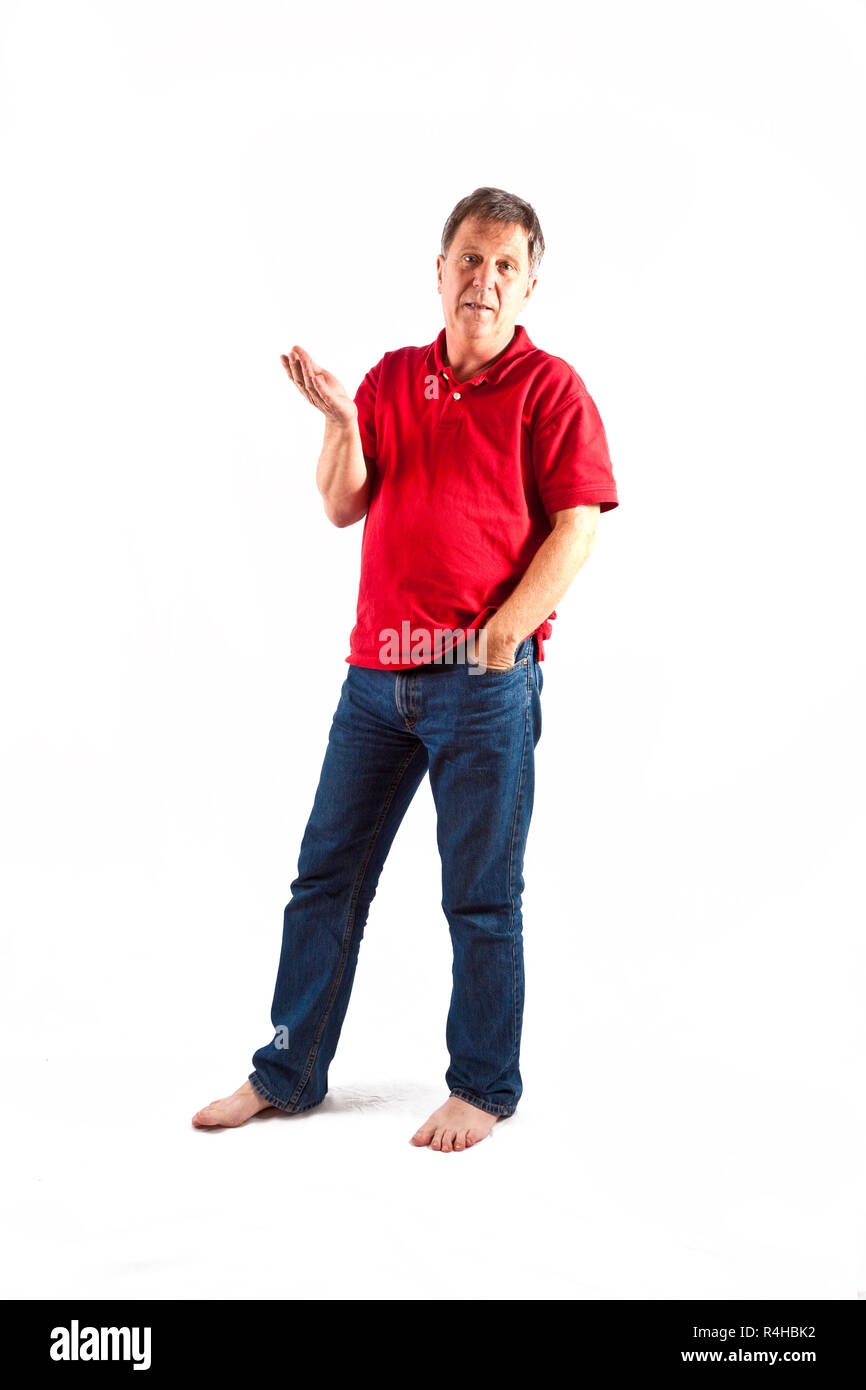 smart man standing in studio isolated on white Stock Photo - Alamy