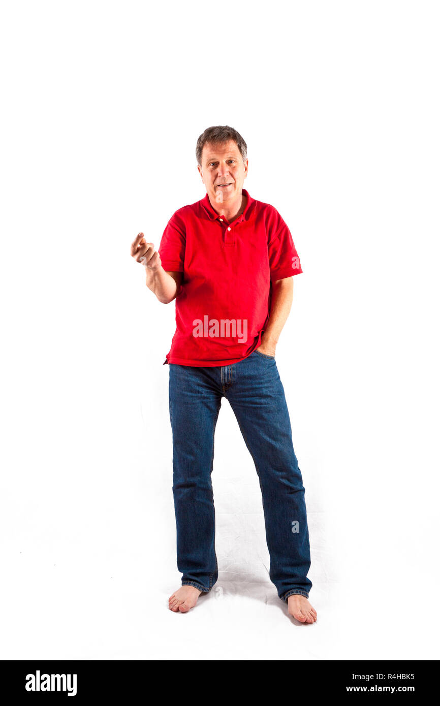 smart man standing in studio isolated on white Stock Photo - Alamy