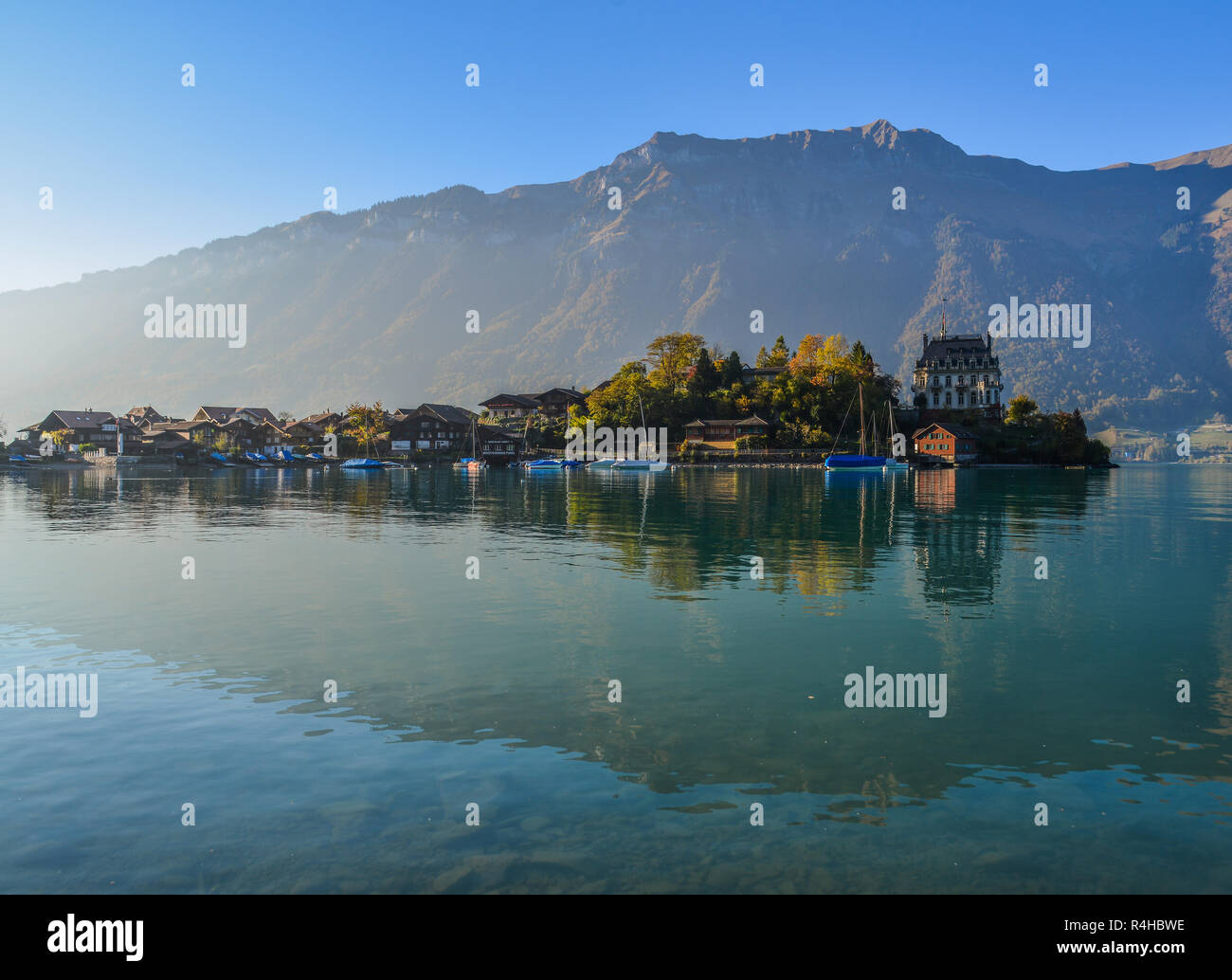 Brienz, Switzerland - Oct 21, 2018. Beautiful town near the Lake Brienz ...