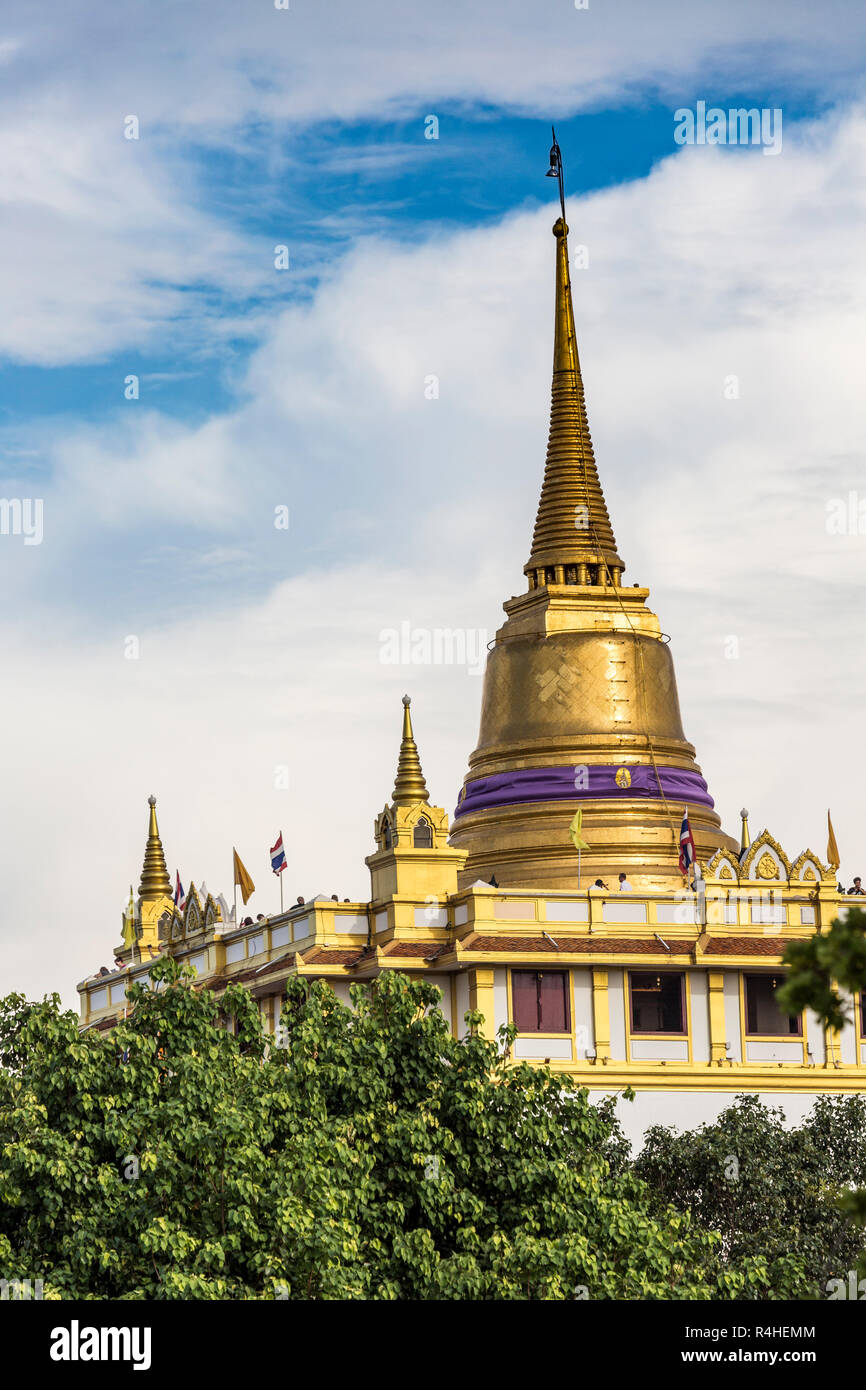 The Stupa at the top of Wat Saket, also known as the Golden Mount, in the historic district of ...