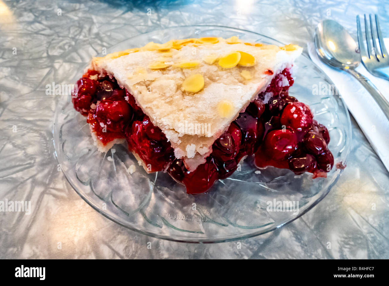 Cherry Pie slice Stock Photo - Alamy