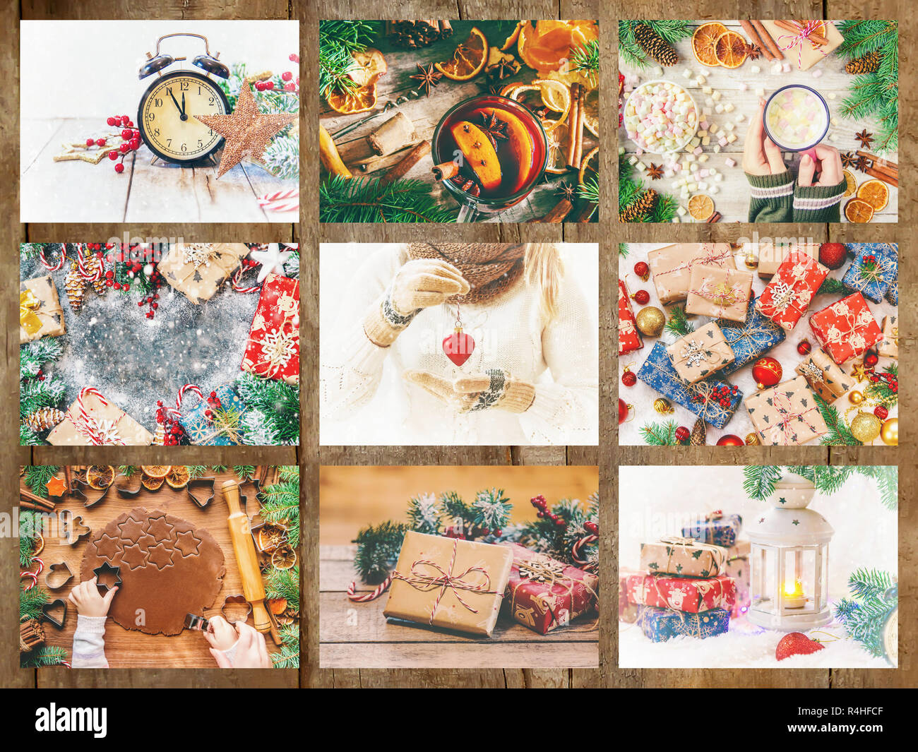 collage of Christmas pictures. Holidays and events. New year Stock ...