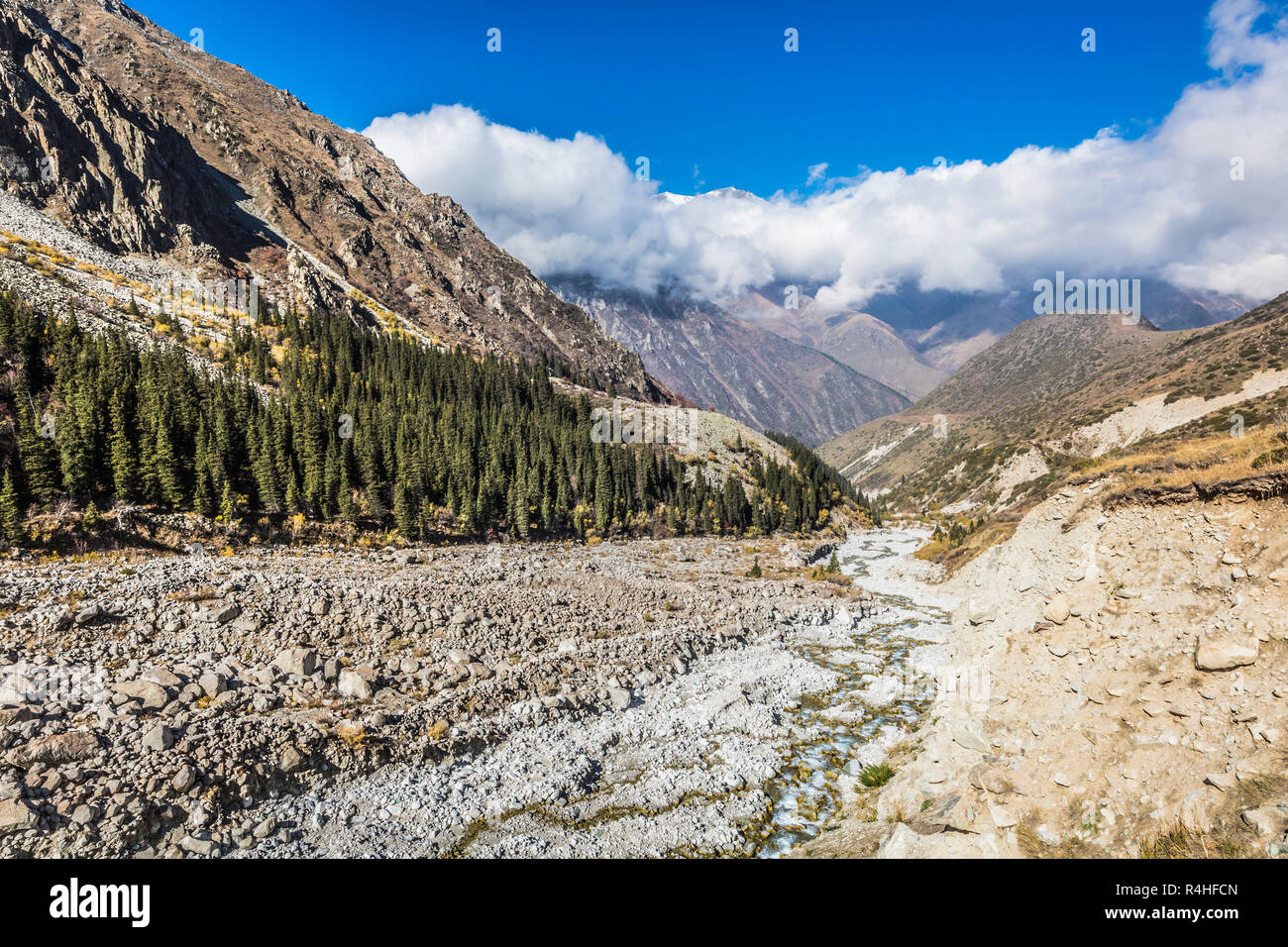 The panorama of mountain landscape of Ala-Archa gorge in the summer's ...