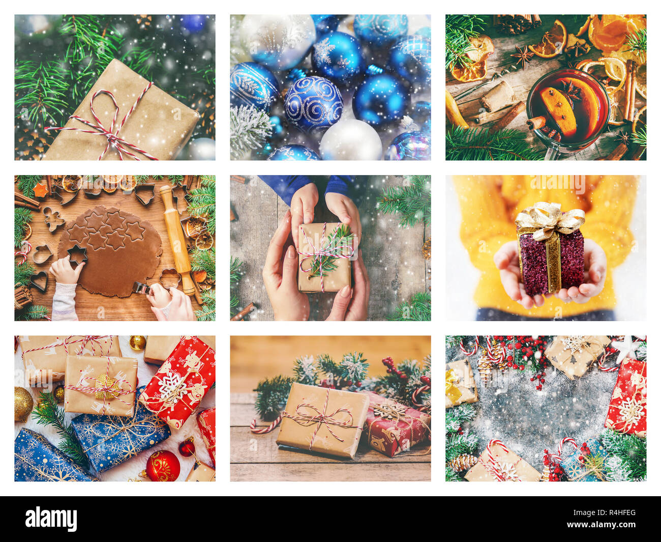 collage of Christmas pictures. Holidays and events. New year Stock ...