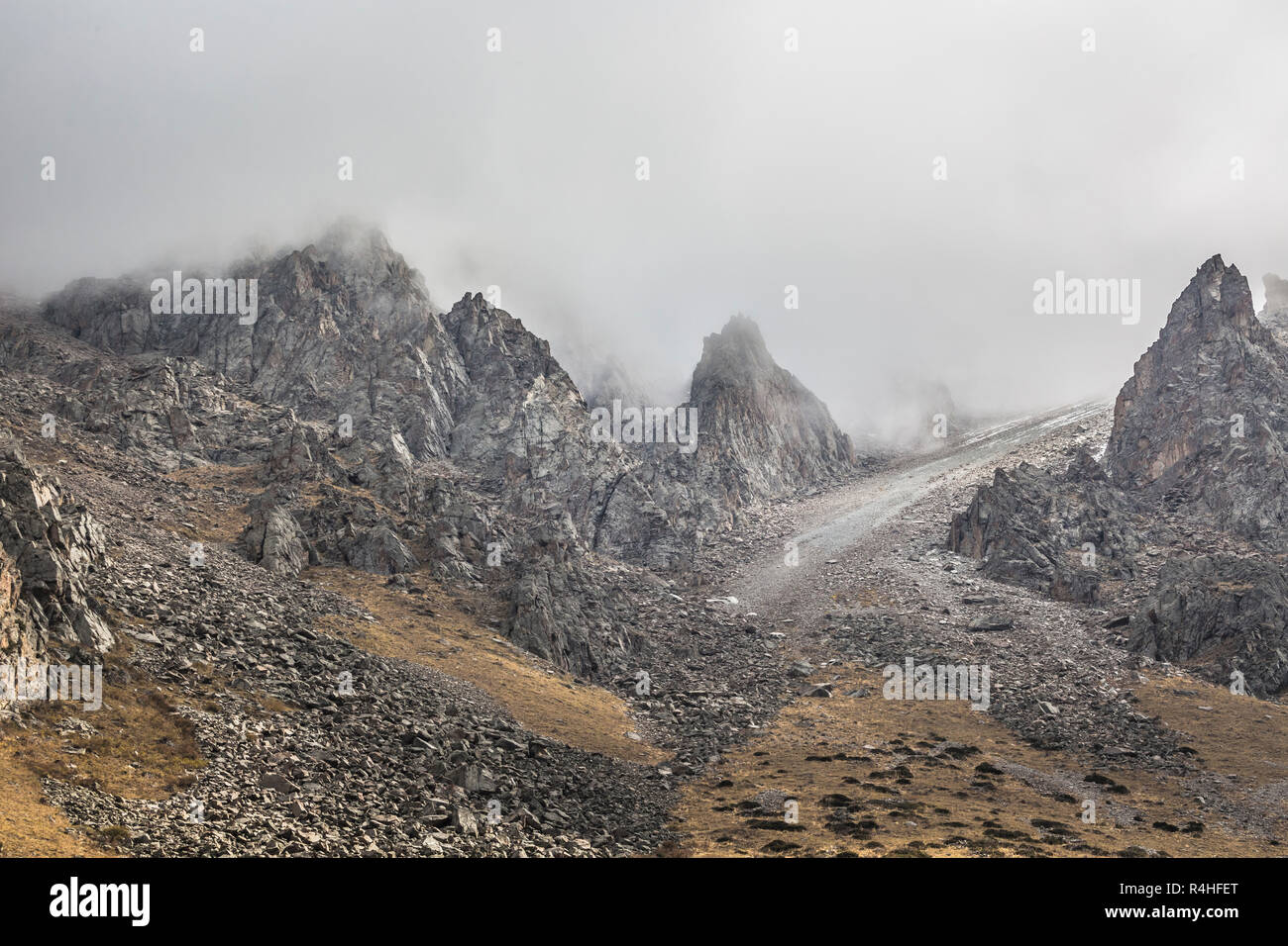 The panorama of mountain landscape of Ala-Archa gorge in the summer's ...