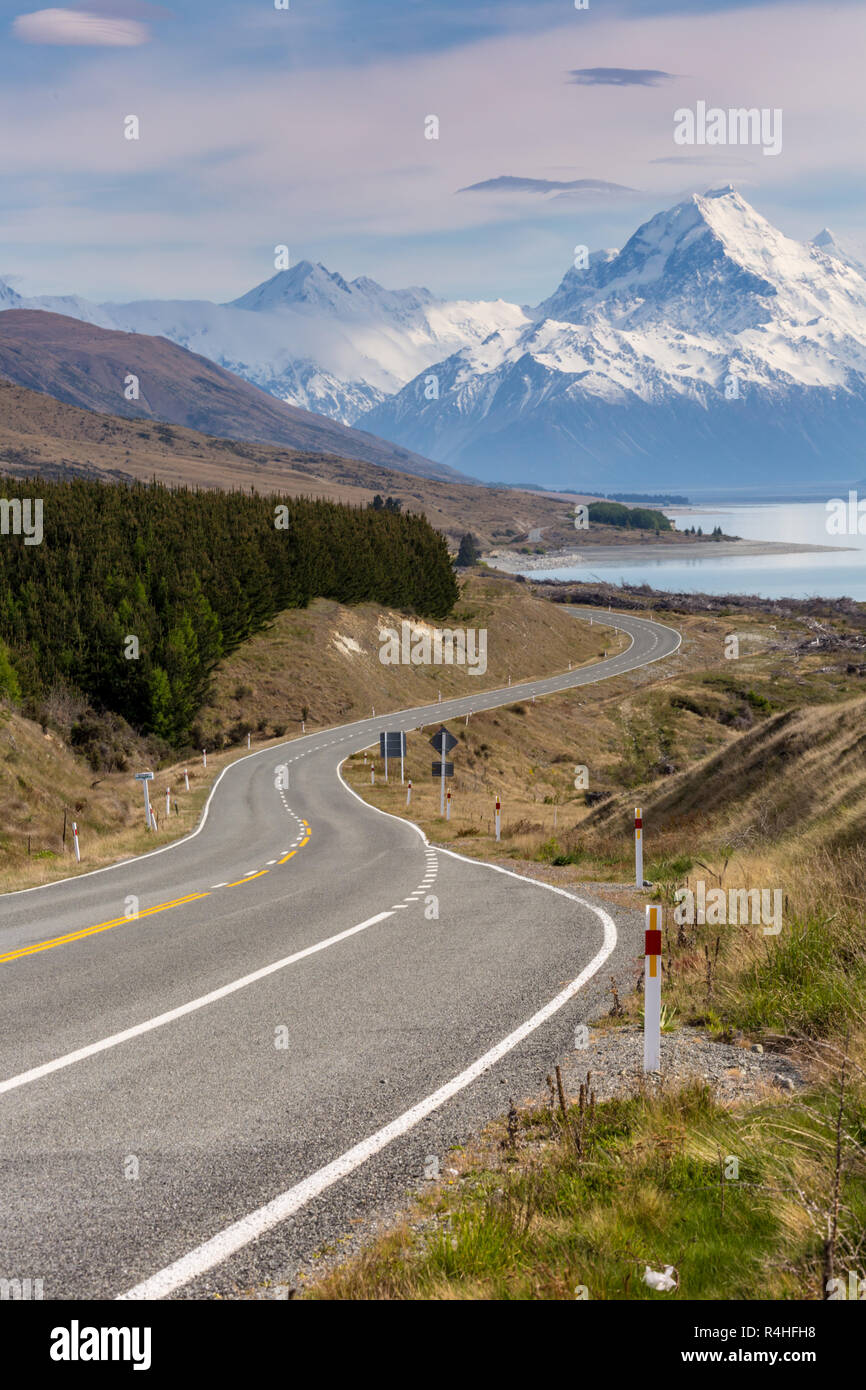 Cinematic Road to Mount Cook , New Zealand Stock Photo - Alamy