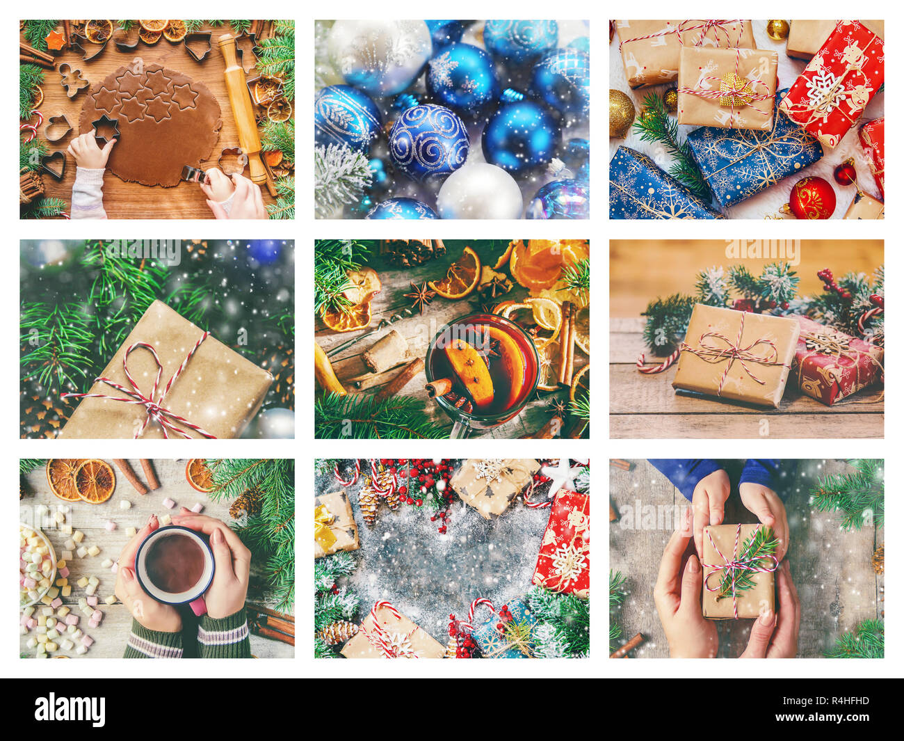 collage of Christmas pictures. Holidays and events. New year Stock ...