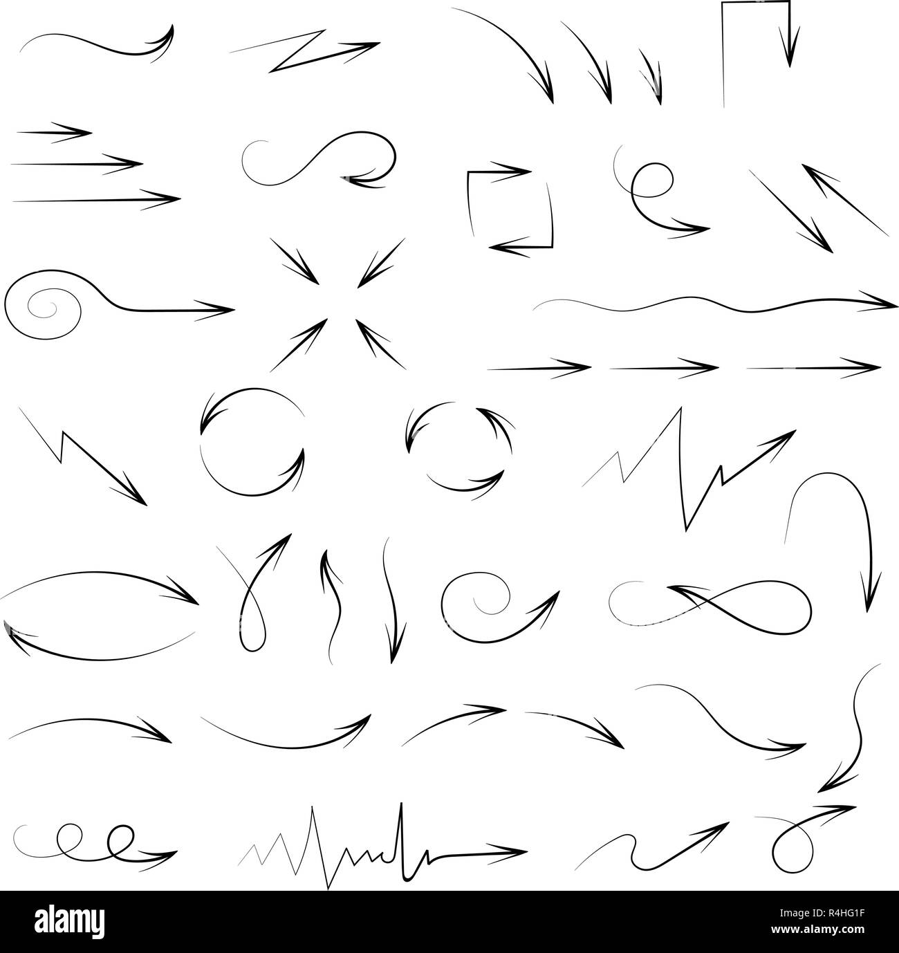 Black curved arrow doodle Cut Out Stock Images & Pictures - Alamy