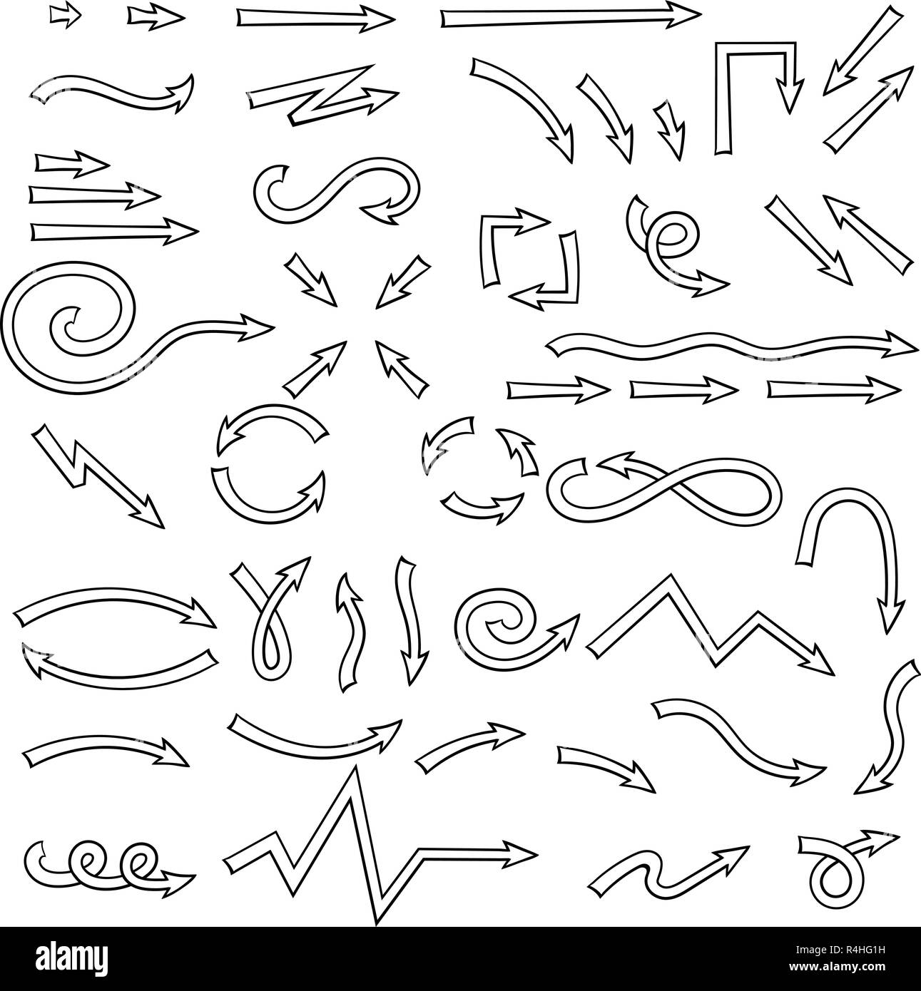 Arrows. Flat outline sharp shaped signs Stock Vector Image & Art - Alamy