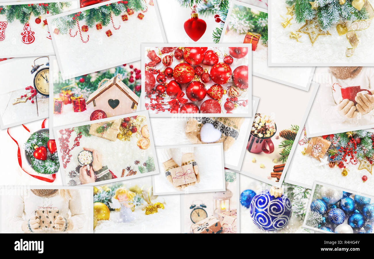collage of Christmas pictures. Holidays and events. New year Stock ...