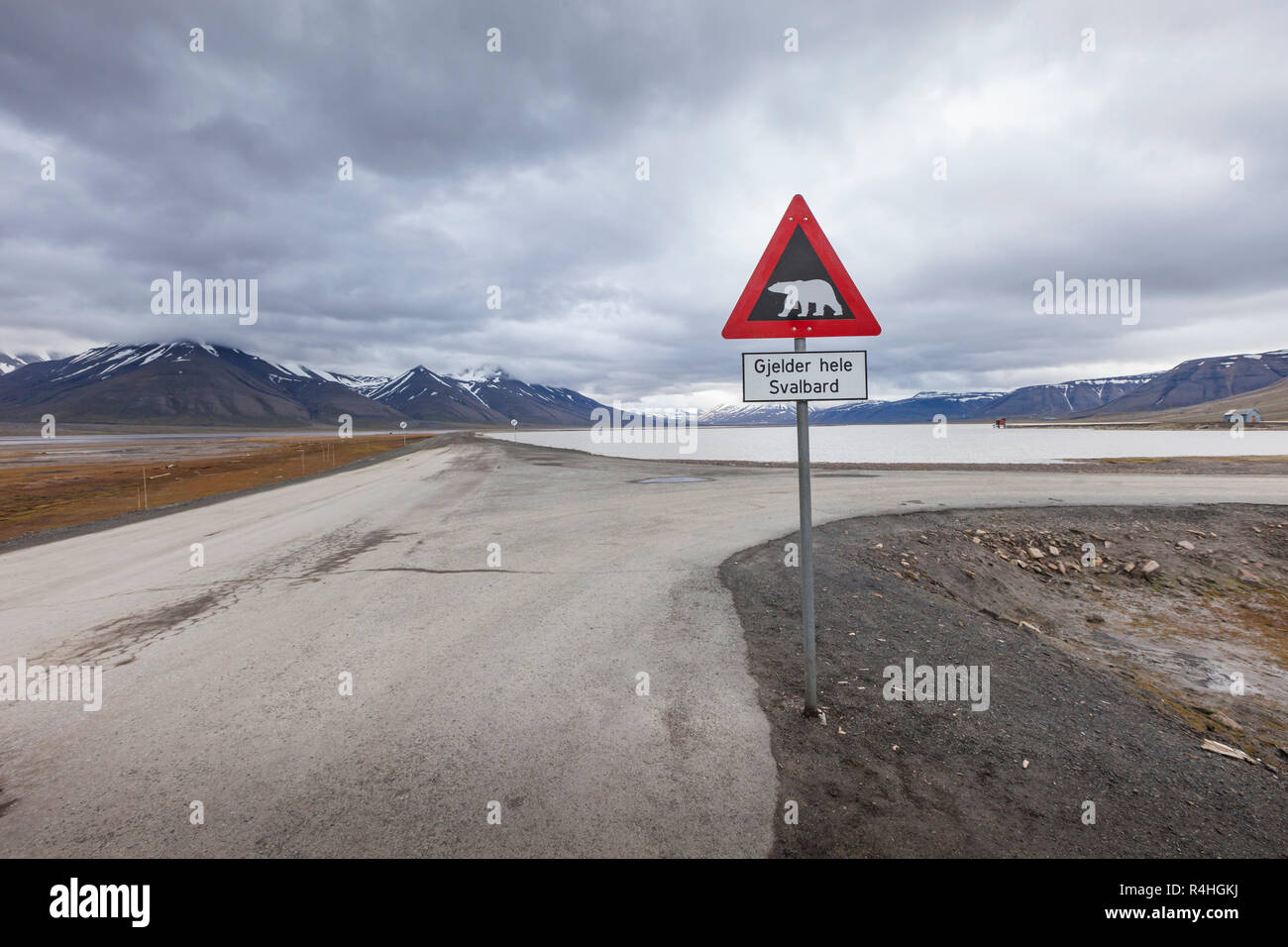 Warning sign polar bears, Spitsbergen, Svalbard, Norway Stock Photo - Alamy