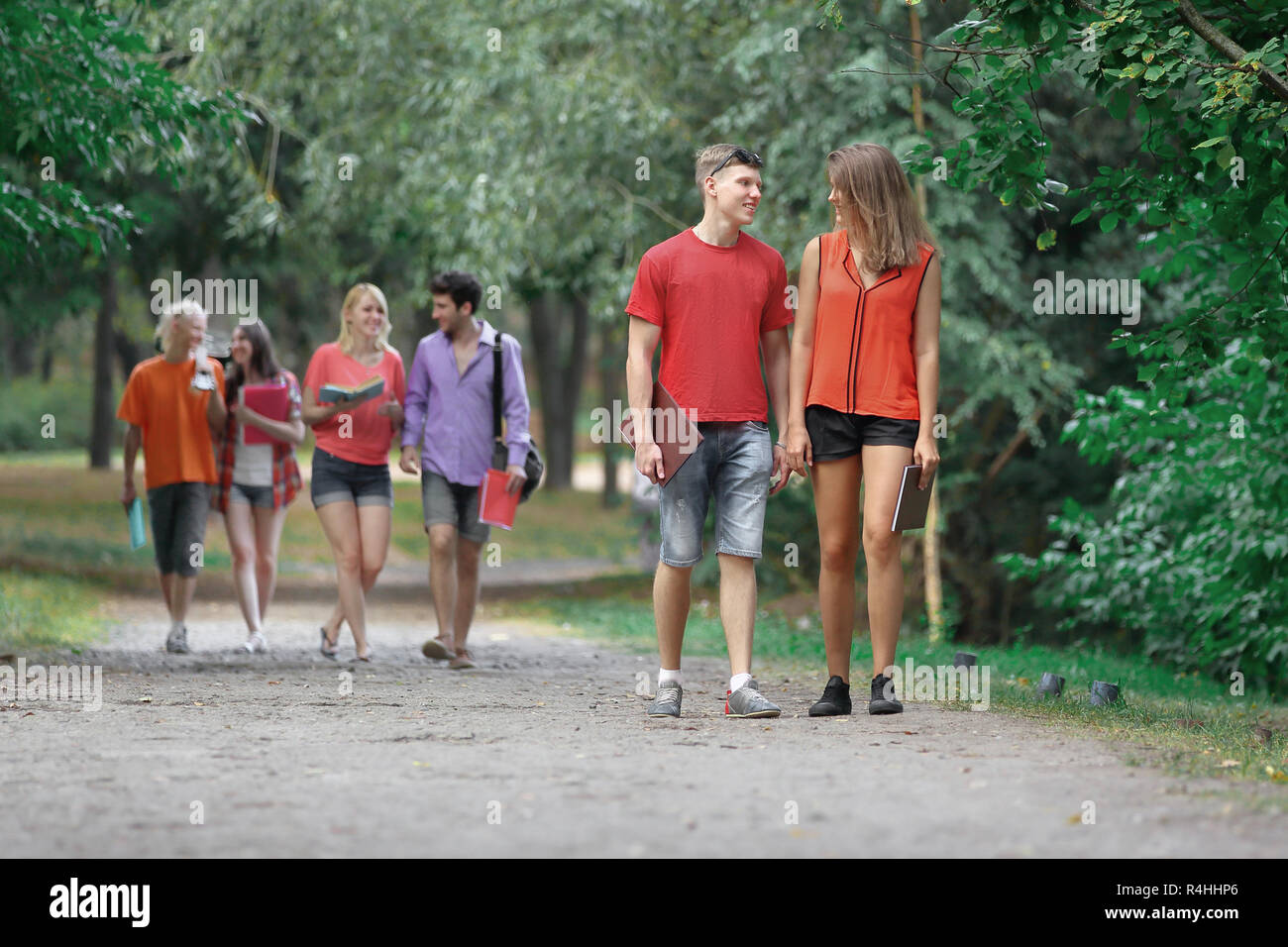 group of friends at park walking and enjoying time all together Stock ...