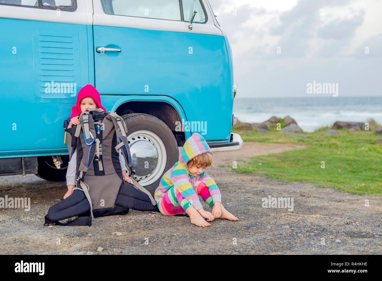 Happy friends at minivan hi-res stock photography and images - Alamy