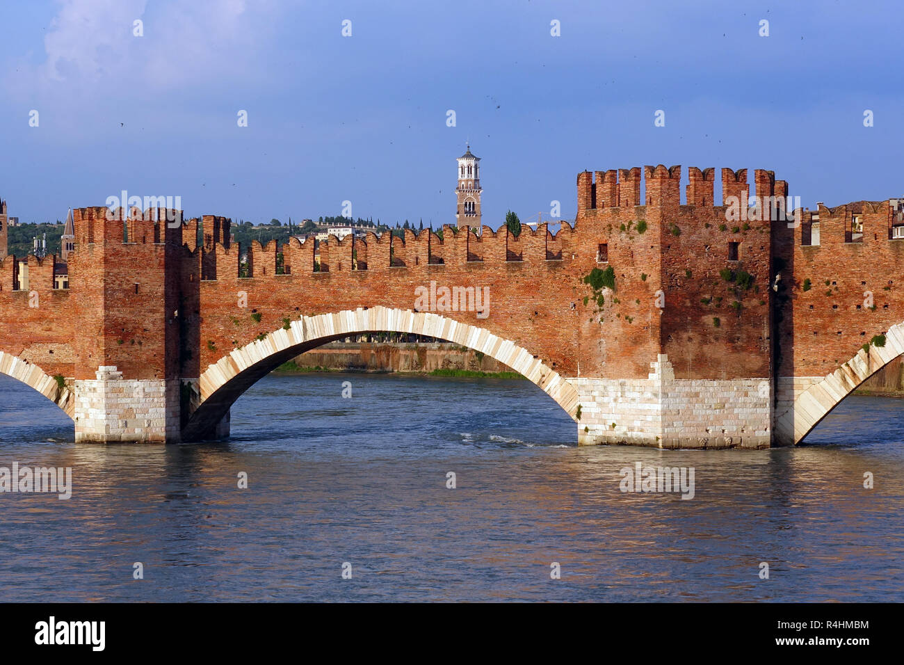 The Scaliger bridge leads to the Verona Scaliger fortress; Verona ...
