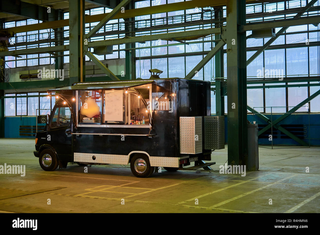 cafe car located in the building and sells hot dogs Stock Photo - Alamy