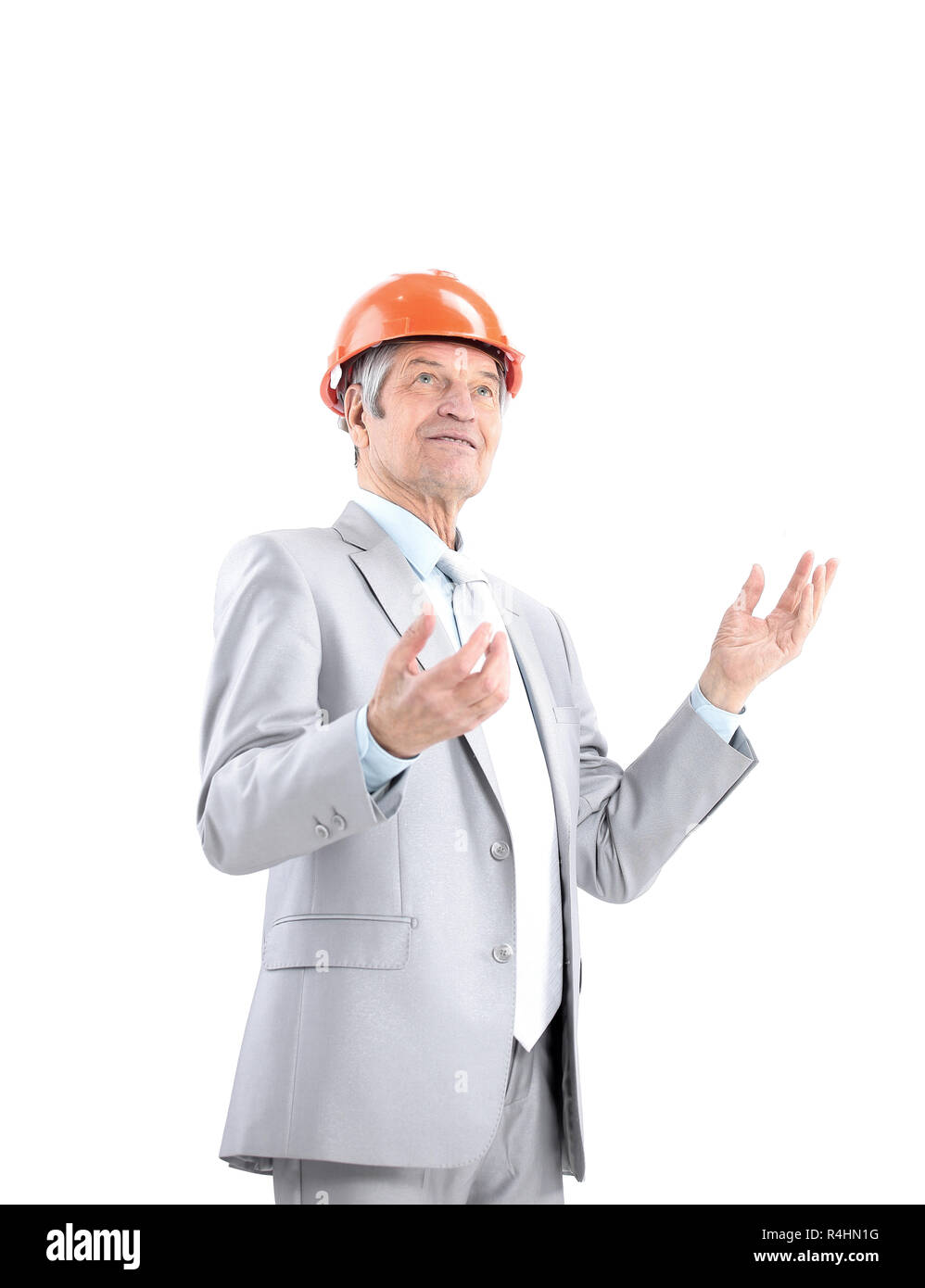 senior engineer explaining.isolated on a white background.photo with ...