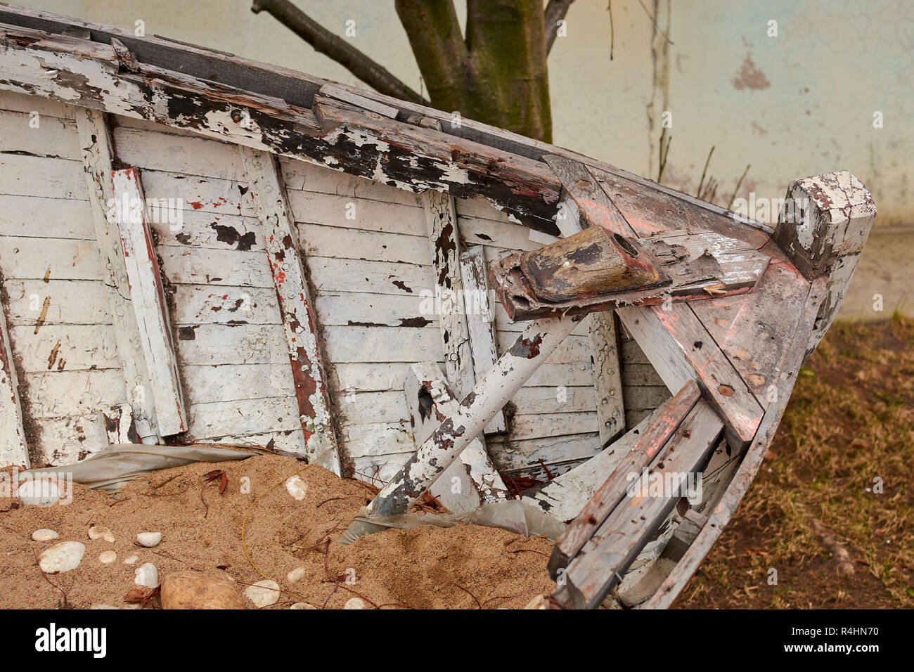 Old wooden destroyed boat hi-res stock photography and images - Alamy