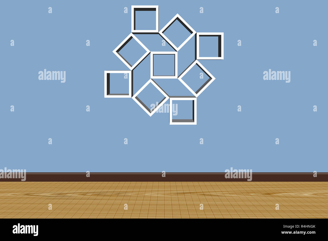 Interior design wall and floor with modern shelves Stock Photo - Alamy