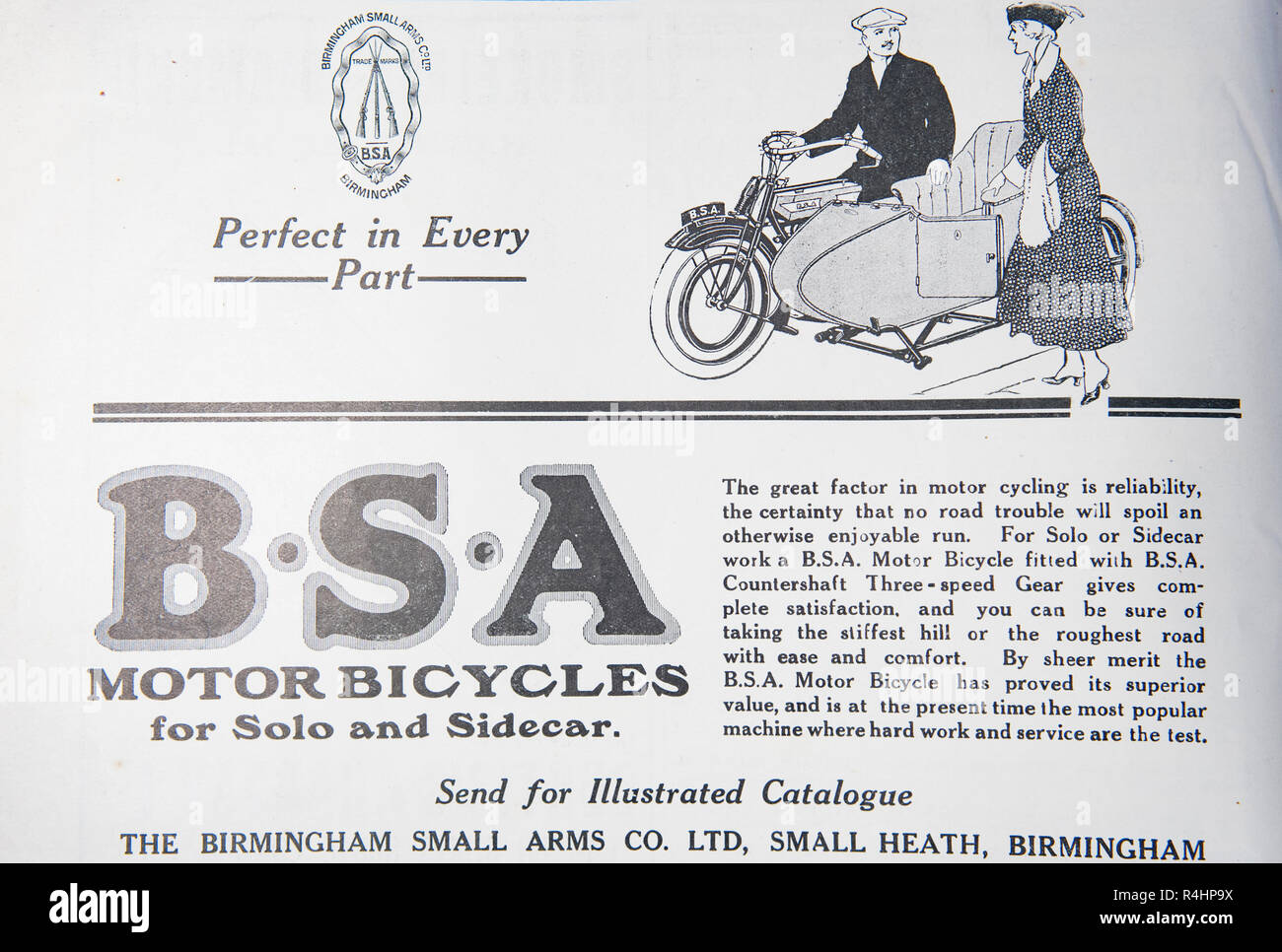 An old advert for B.S.A motorbicycles. From an old British magazine ...