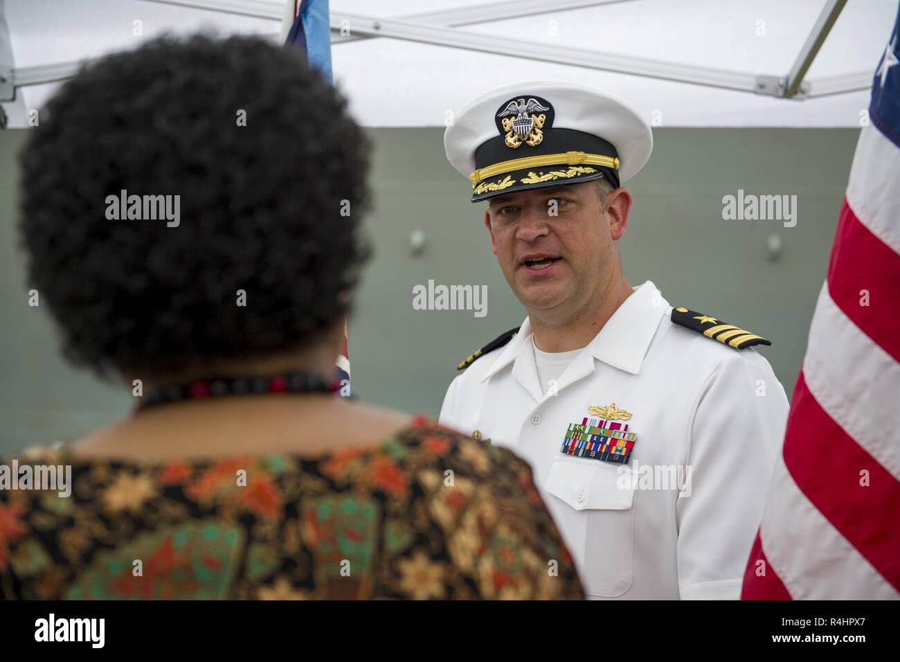 PORT OF SUVA, Fiji (Oct. 3, 2018) Cmdr. Andy Strickland, commanding ...