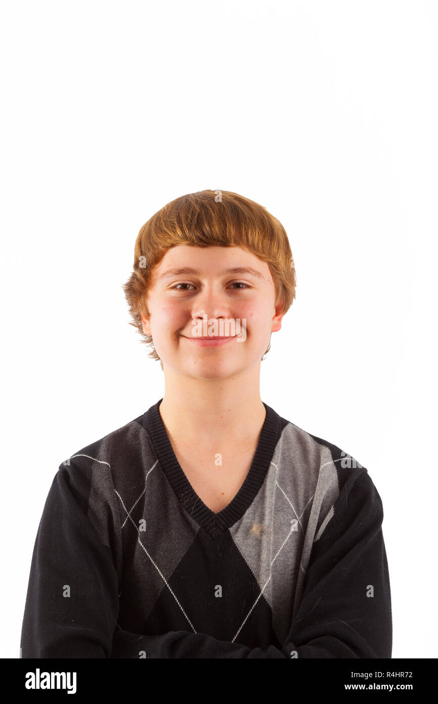 smart happy young boy posing in studio Stock Photo - Alamy