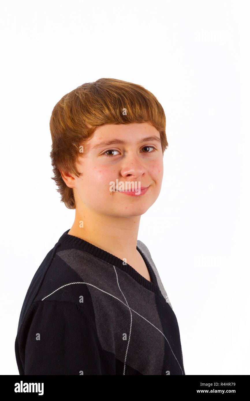 smart happy young boy posing in studio Stock Photo - Alamy