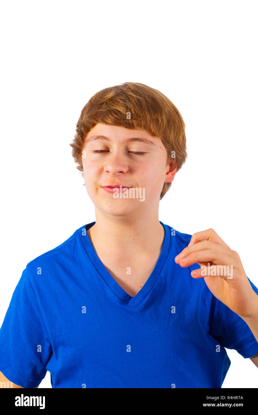 smart happy young boy posing in studio Stock Photo - Alamy