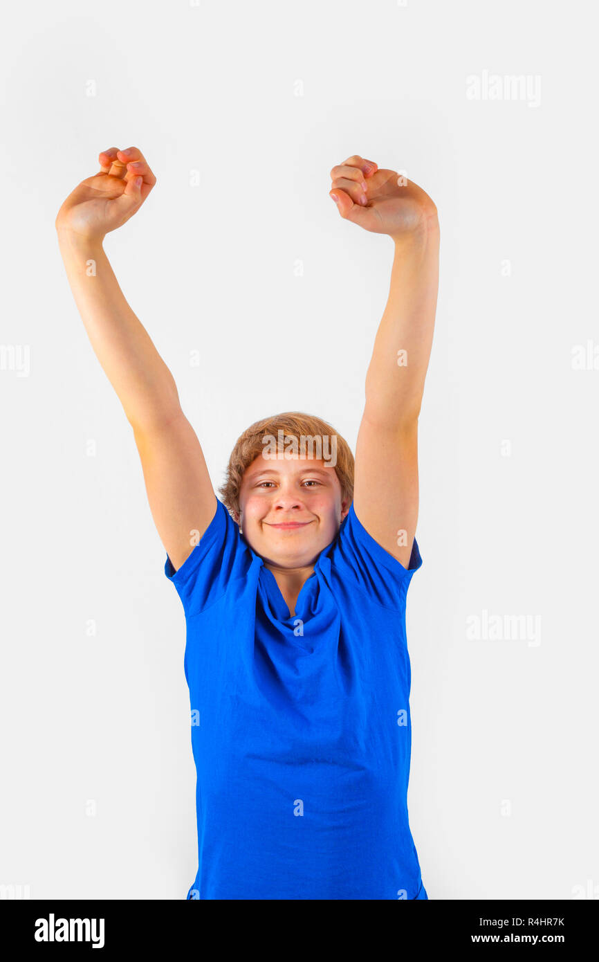smart happy young boy posing in studio Stock Photo - Alamy