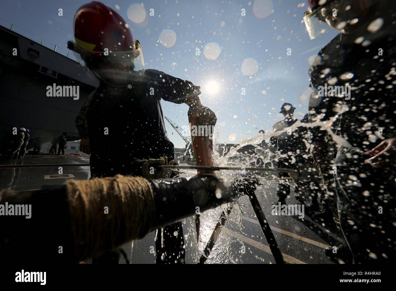 NEWPORT NEWS, Va. (Oct. 4, 2018) Sailors assigned to USS Gerald R. Ford ...