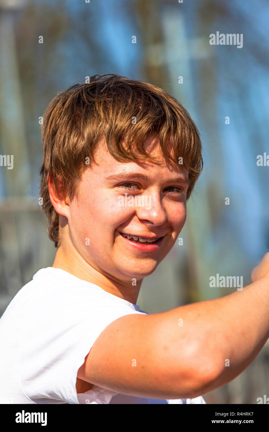 portrait of happy boy in nature Stock Photo - Alamy