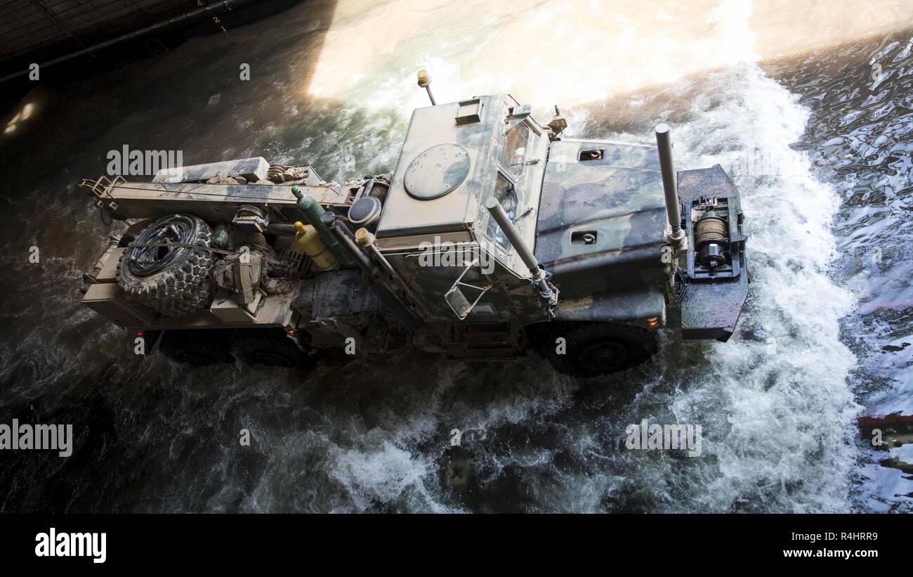 GULF OF ADEN - A U.S. Marine AMK36 Wrecker with Combat Logistics ...