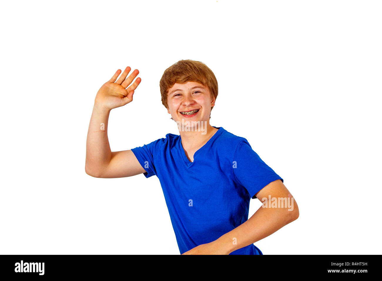 happy joyful boy gives sign Stock Photo - Alamy