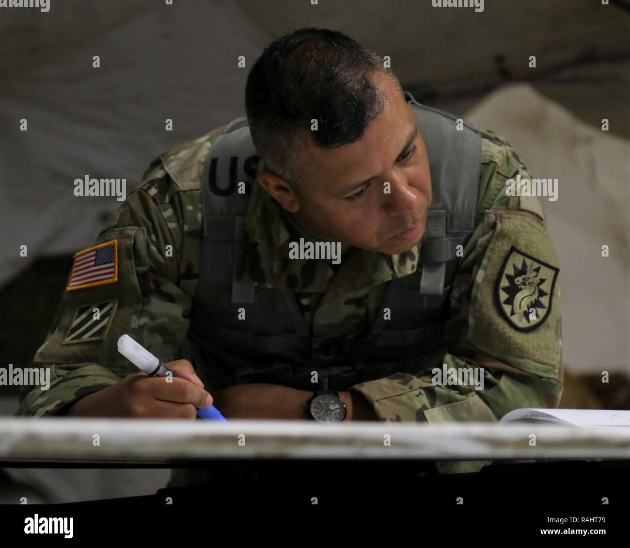 U.S. Army Capt. Marco Abrego, operations officer with the 224th ...