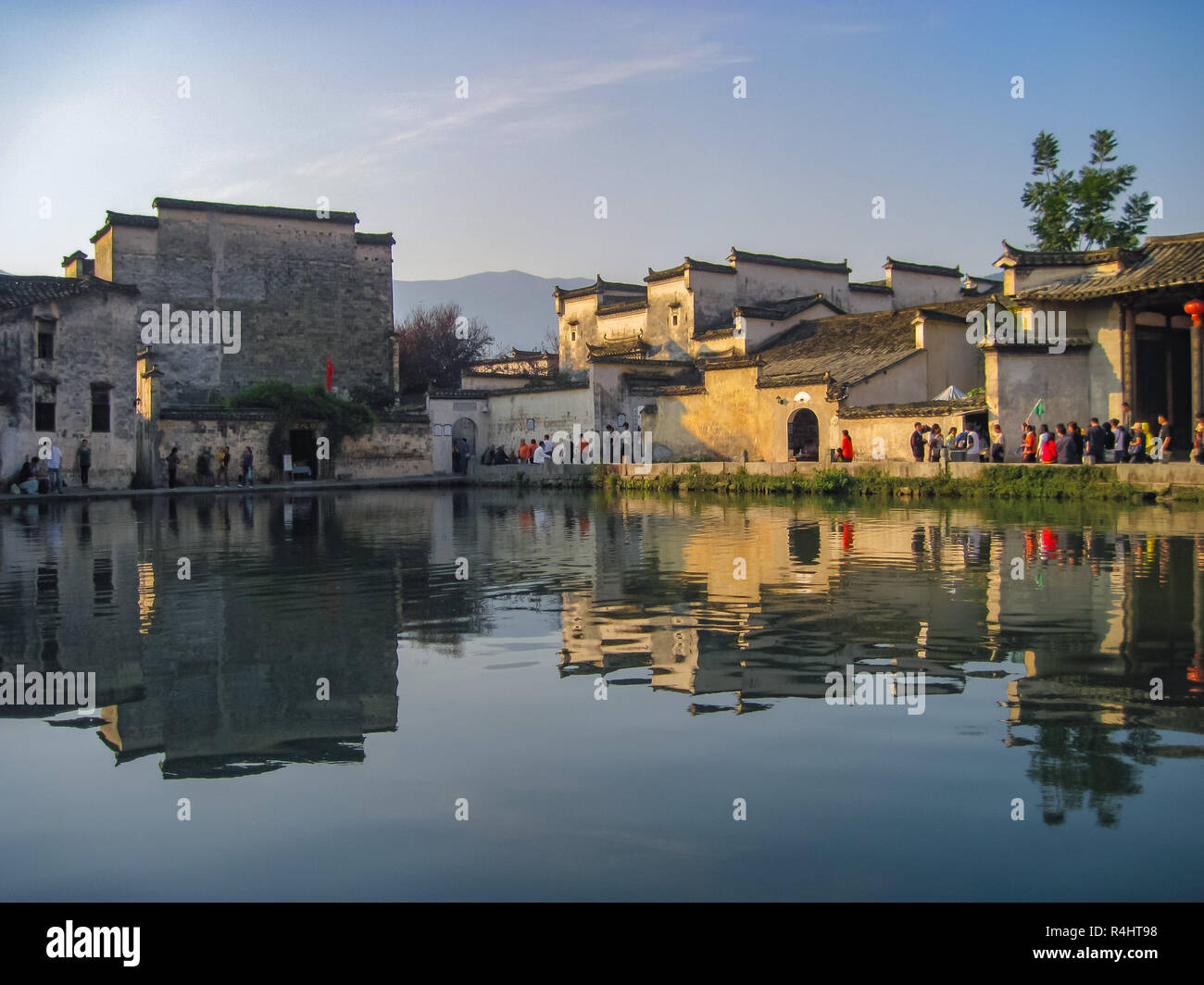 Houses in traditional Huizhou style next to the moon pond in Unesco ...
