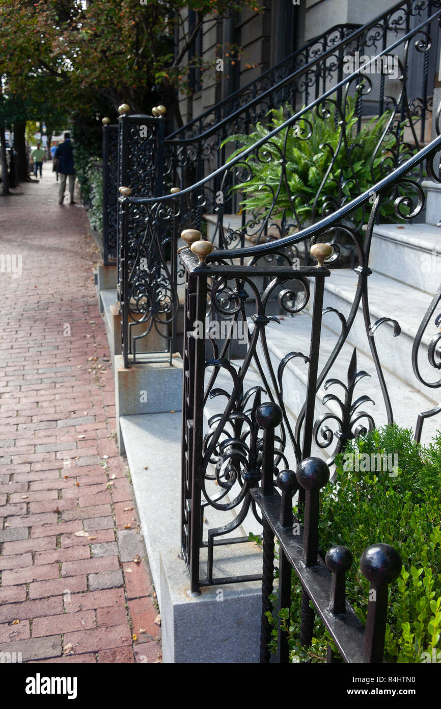 Brick sidewalk on Beacon Street, Back Bay, Boston, Massachusetts, USA ...