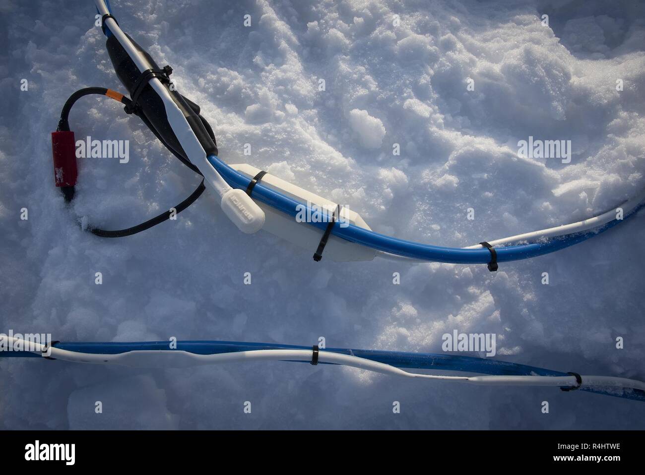 ARCTIC OCEAN – A cable sits on the Arctic ice Sunday, Sept. 30, 2018 ...