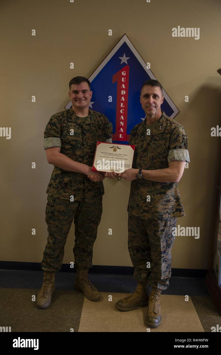 U.S. Marine Corps Maj. Gen. Robert F. Castellvi, right, commanding ...