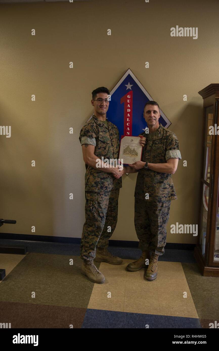 U.S. Marine Corps Maj. Gen. Robert F. Castellvi, right, commanding ...