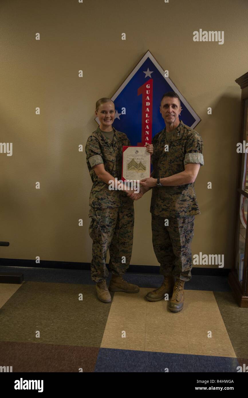 U.S. Marine Corps Maj. Gen. Robert F. Castellvi, right, commanding ...
